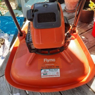 Flymo Turbo Trim XL400 petrol lawnmower hover mower lightweight ...